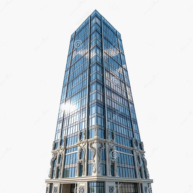 Modern Skyscraper Isolated on White Background 3d Render Illustration ...