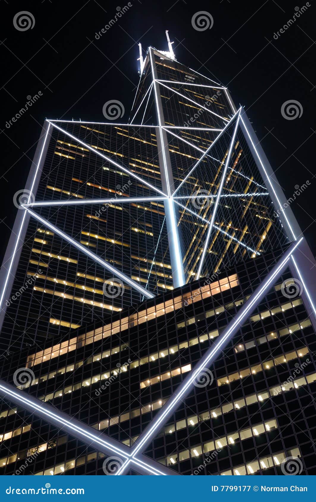Modern skyscraper at night stock image. Image of bank - 7799177