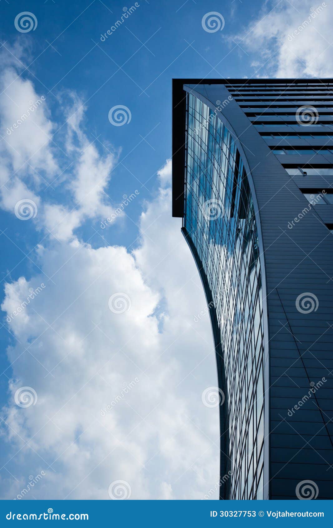 Modern Skyscraper Reaching the Blue Sky with Clouds Stock Image - Image ...