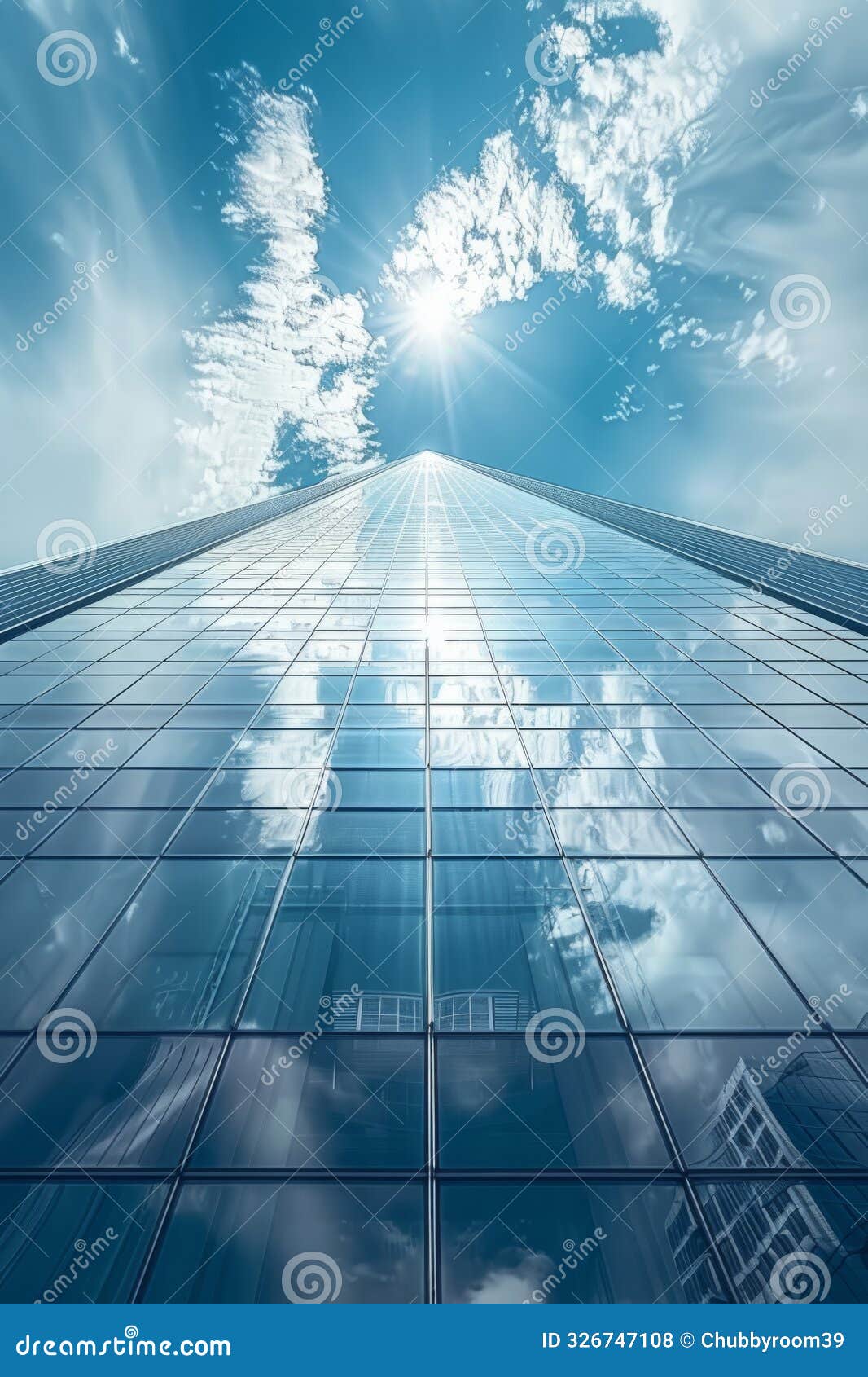 Modern Skyscraper with Reflective Glass Facade Under Clear Blue Sky ...