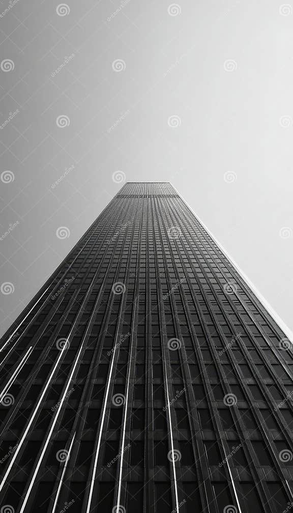 Modern Skyscraper Towering into a Clear Sky, with a Strong Perspective ...