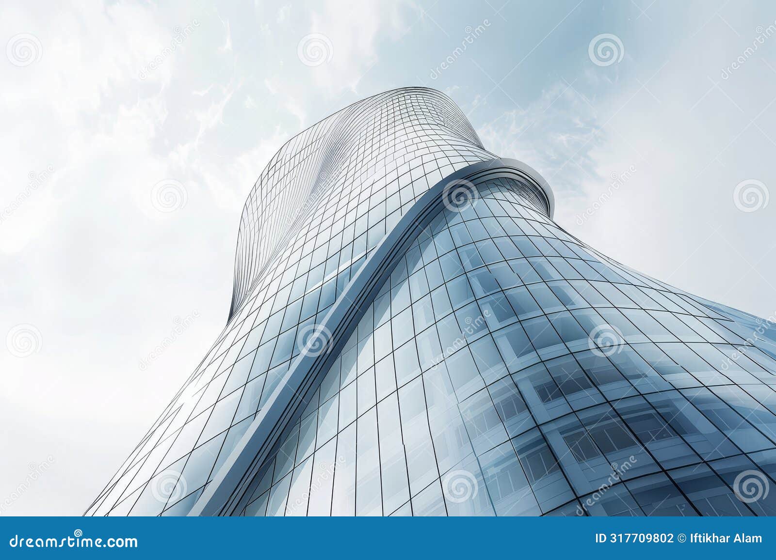 A Modern Skyscraper with Unique Glass Architecture Reaching into the ...