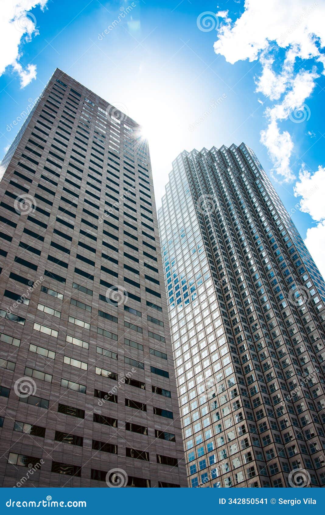 Modern Skyscrapers with a Bright Sun Reflection. Stock Image - Image of ...