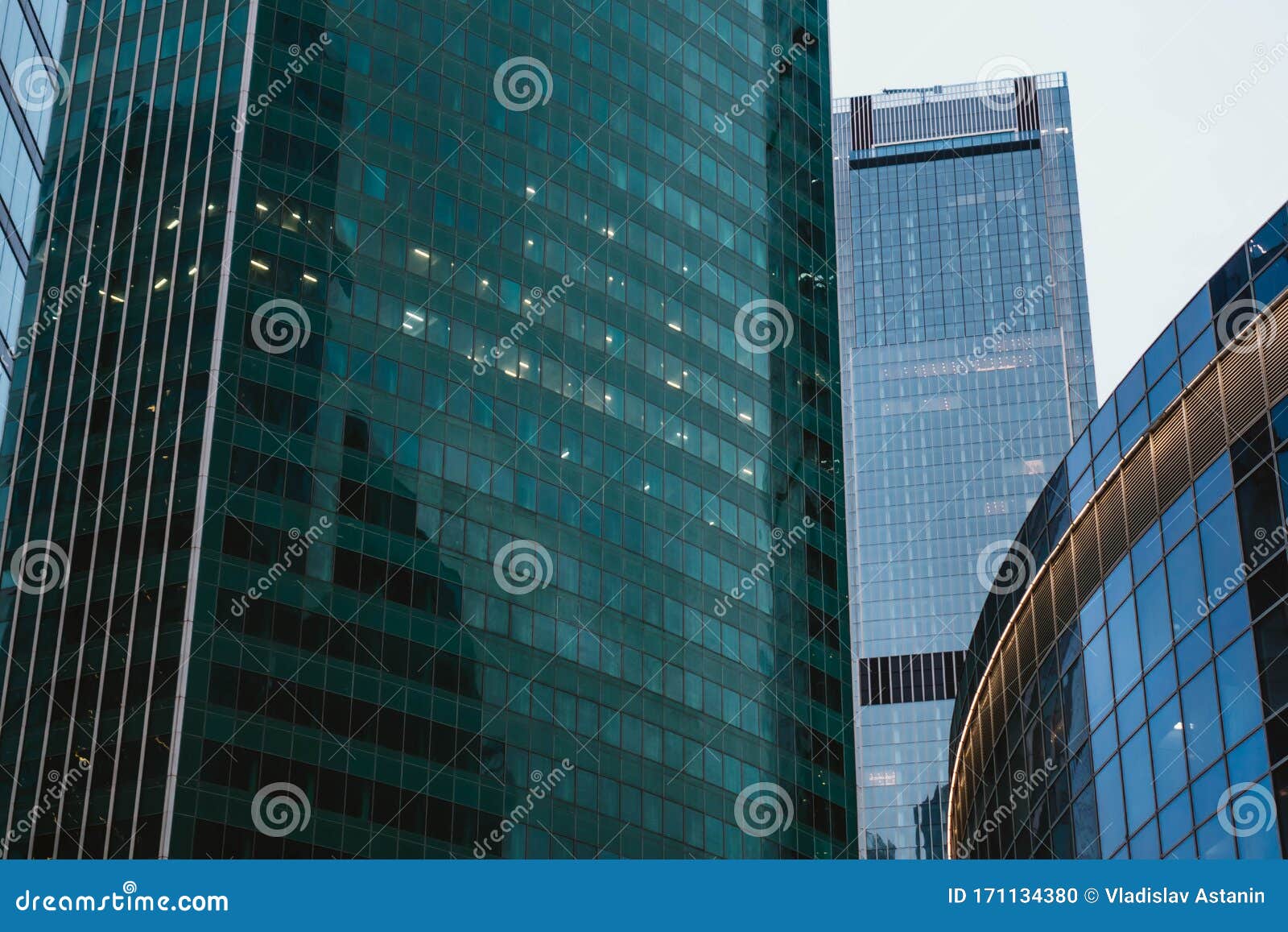 Modern Skyscrapers Close-up Toned in Blue Color. Stock Photo - Image of ...