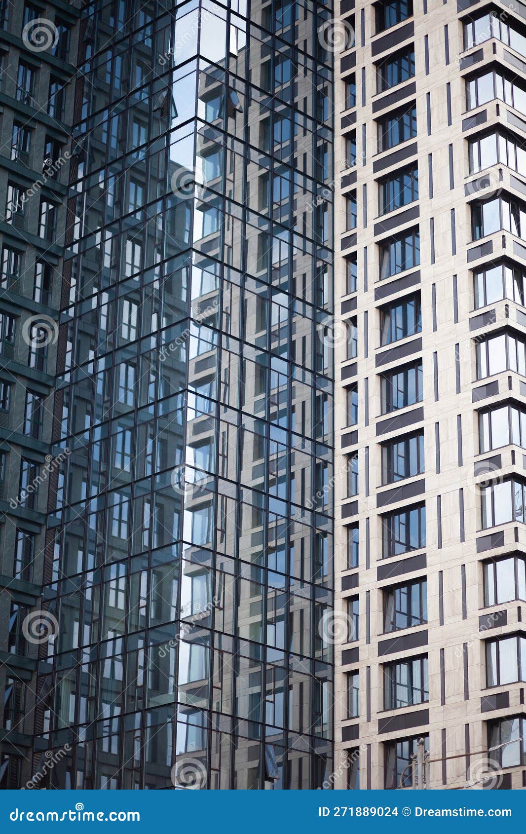 Modern Skyscrapers with Reflection in Windows Stock Photo - Image of ...