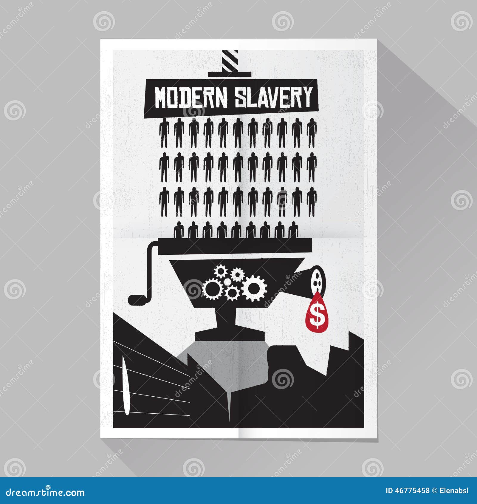 Modern slavery poster stock vector. Illustration of gears - 46775458