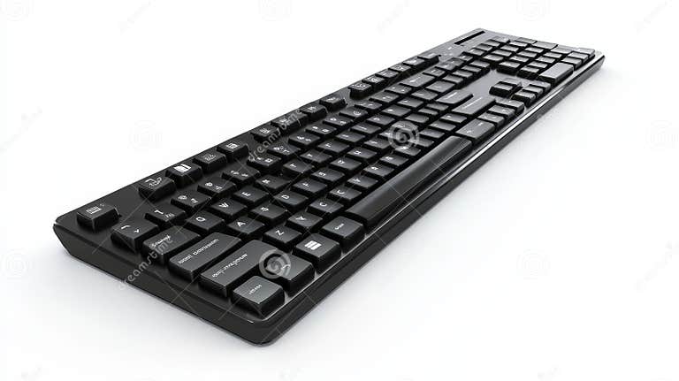 A Modern Sleek Black Wired Keyboard Designed for Desktop Computers it ...