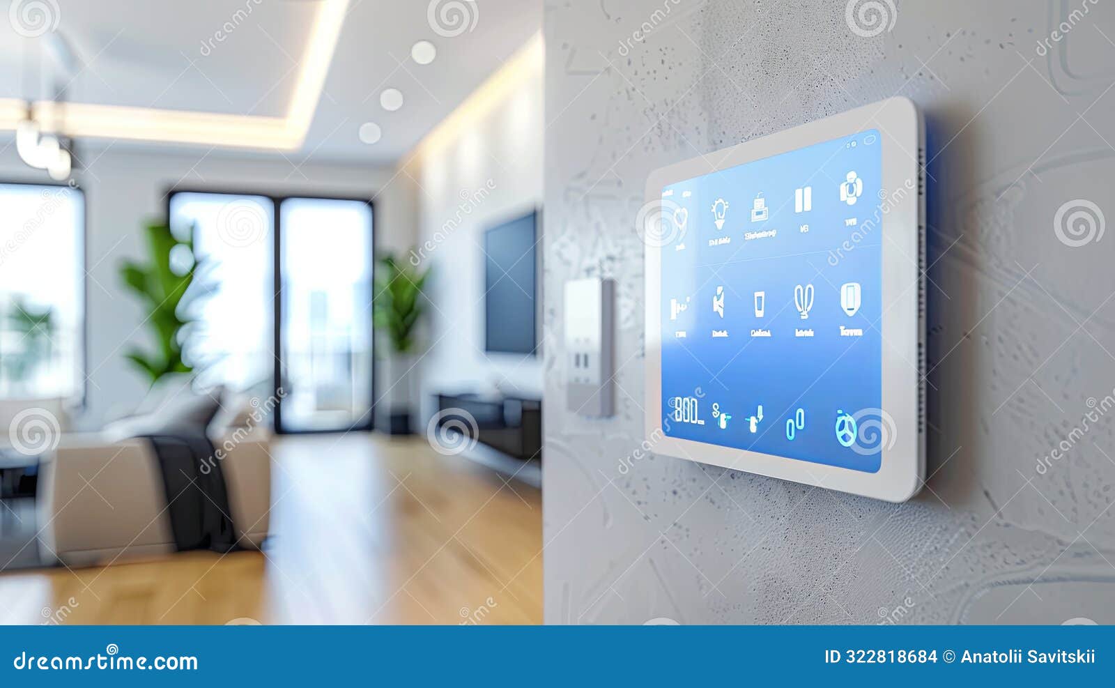 A Modern, Sleek Control Panel with a Touchscreen Interface Displays ...