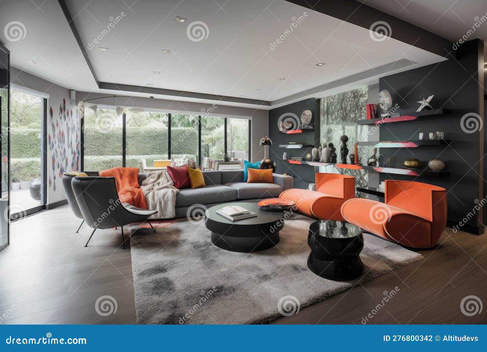 Modern and Sleek Interior Design with Bold Geometric Shapes and Pops of ...