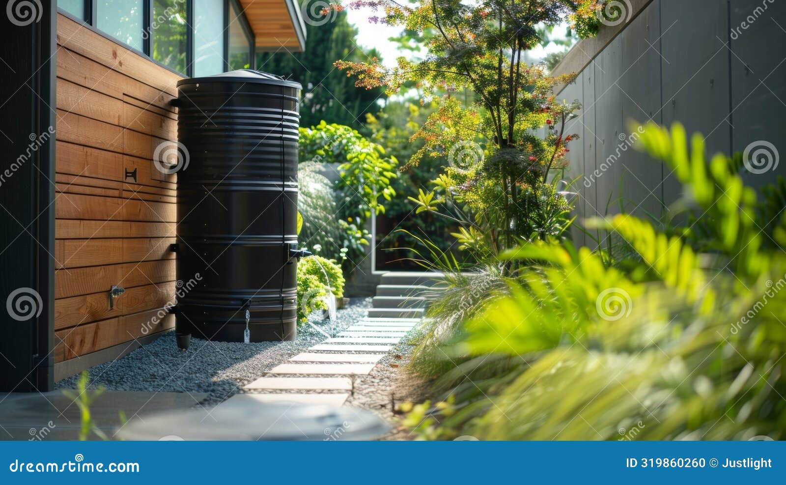A Modern Sleek Rain Barrel with Multiple Levels for Water Storage Stock ...