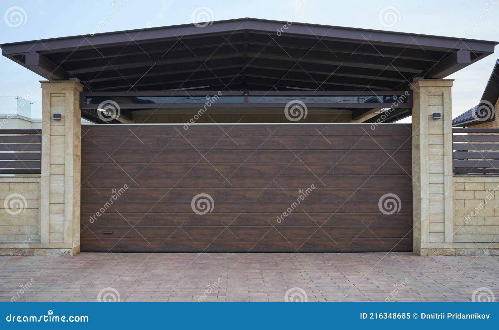 Modern Sliding Plastic Gates for Entrance Under a Canopy Stock Image ...