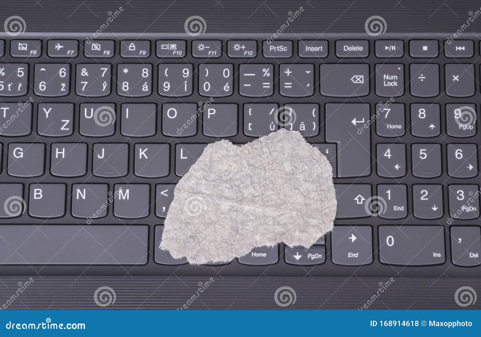 Modern Slim Laptop with Ripped Piece of Paper Stock Photo - Image of ...