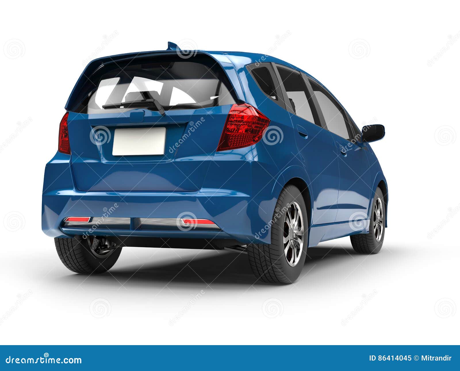 Modern Small Blue Compact Car - Rear View Stock Illustration ...