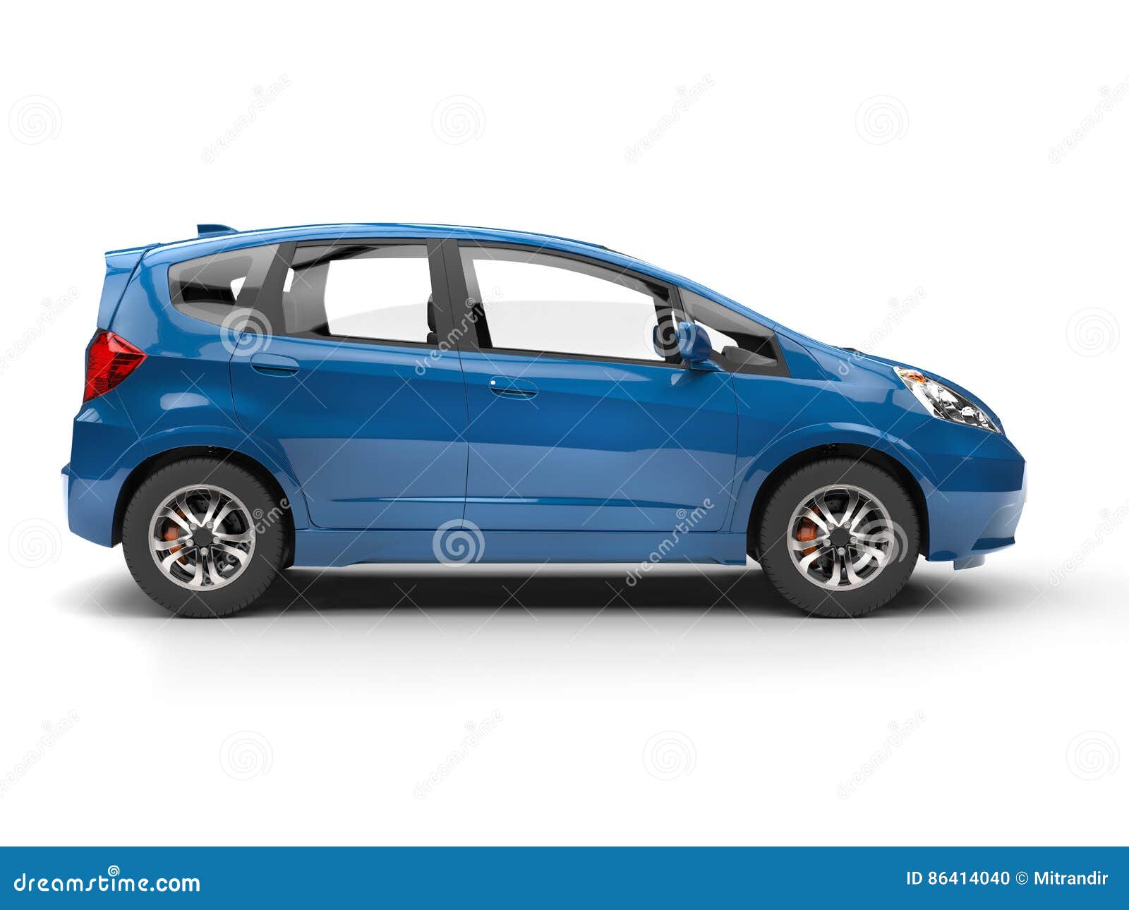 Modern Small Blue Compact Car - Side View Stock Illustration ...