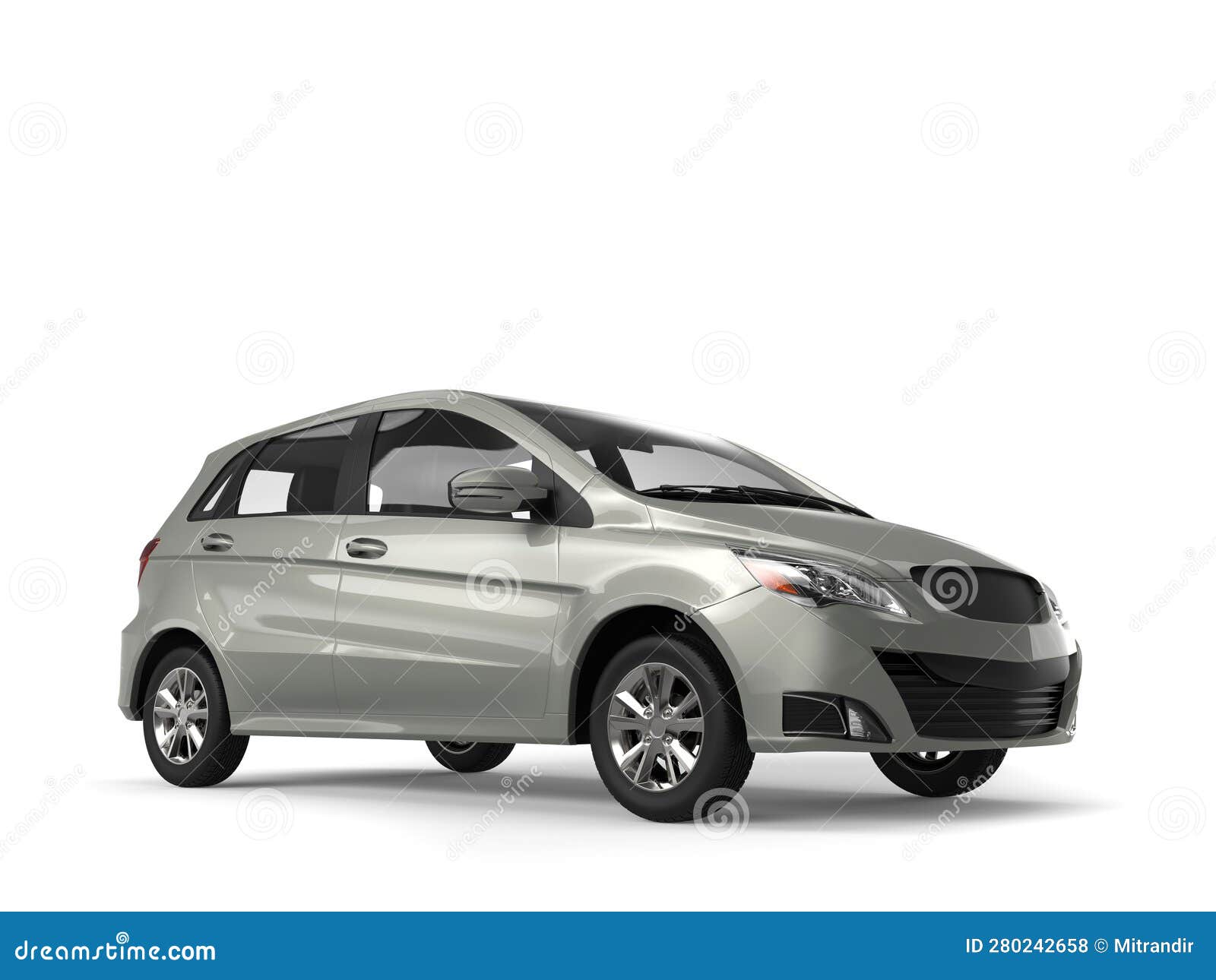Modern Small Compact Car in Silver Paint Stock Illustration ...