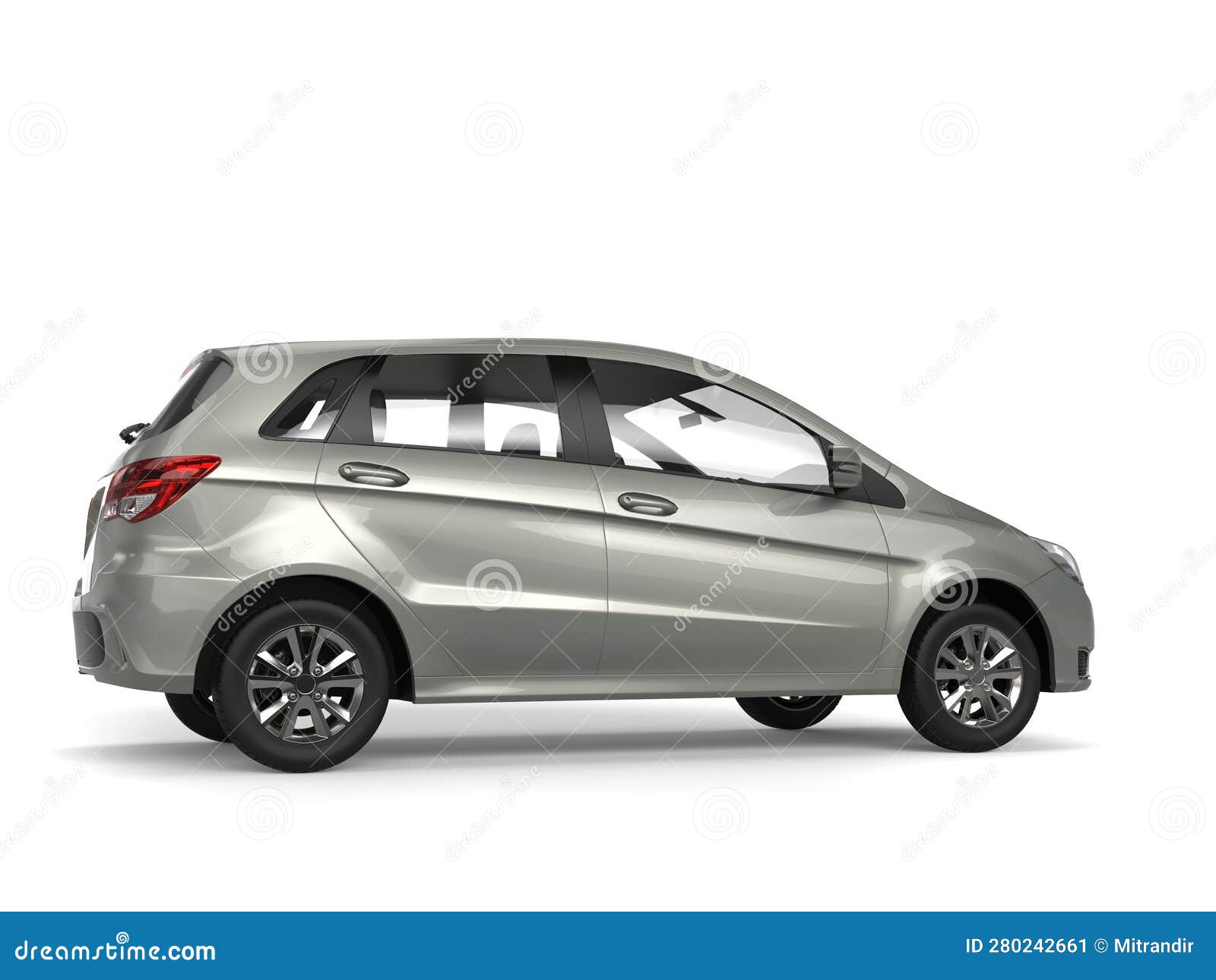 Modern Small Compact Car in Silver Paint - Side View Stock Illustration ...