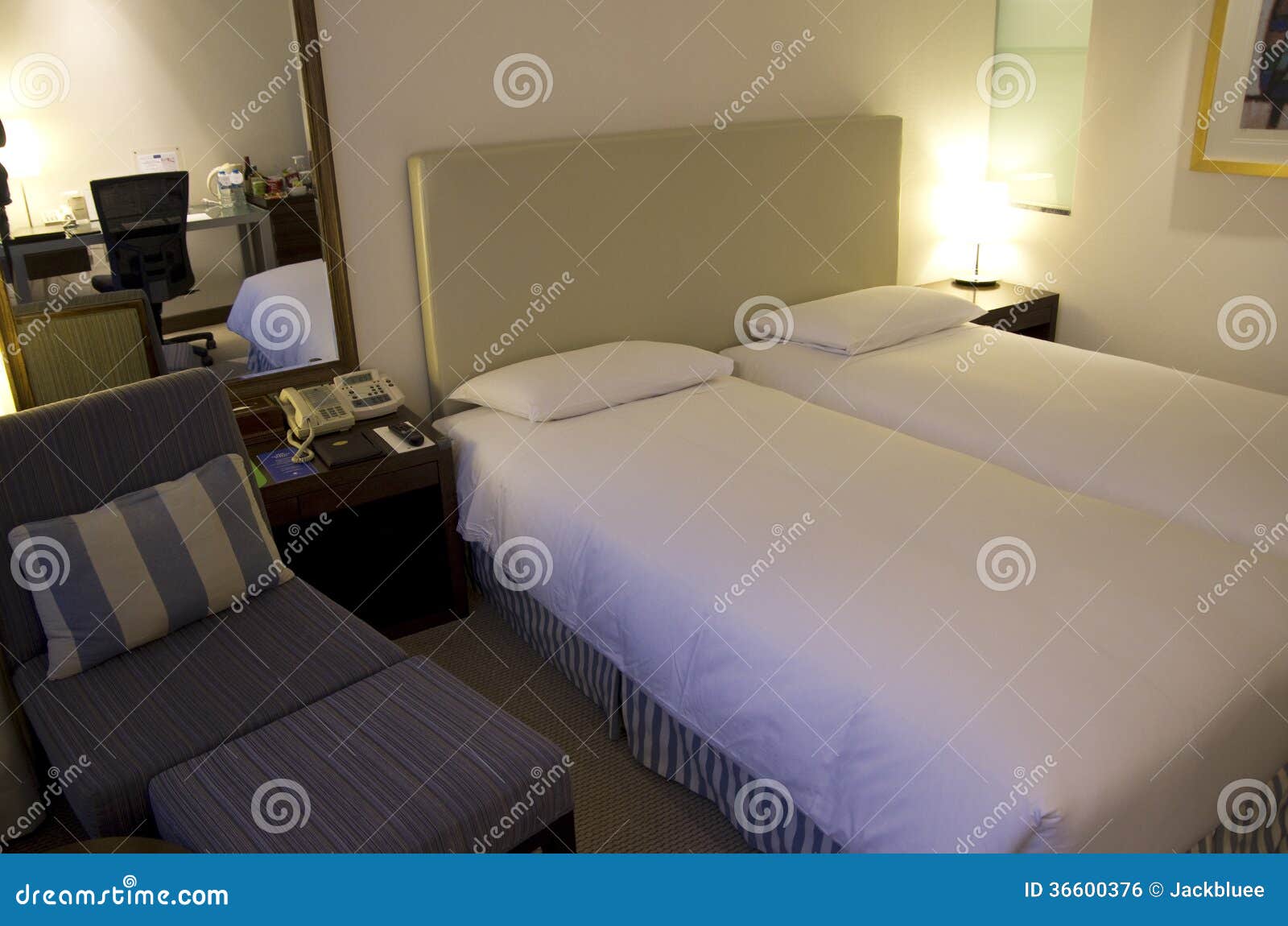 Modern small hotel room stock photo. Image of double - 36600376