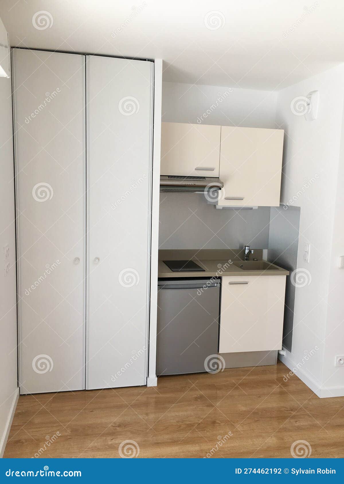Modern Small Kitchen in a Student Studio Apartment Interior Stock Photo ...