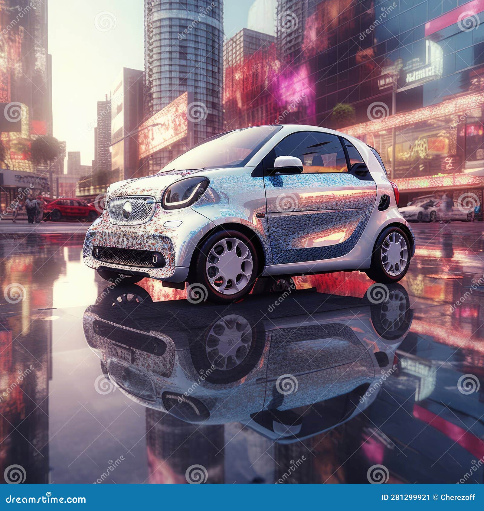 A modern smart car stock illustration. Illustration of graphic - 281299921