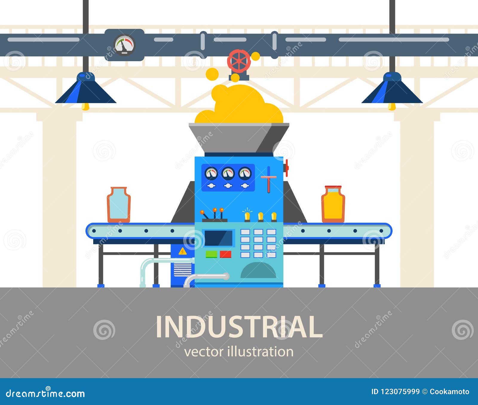 Belt or Conveyor, Automated Line Filling Jars Stock Vector ...