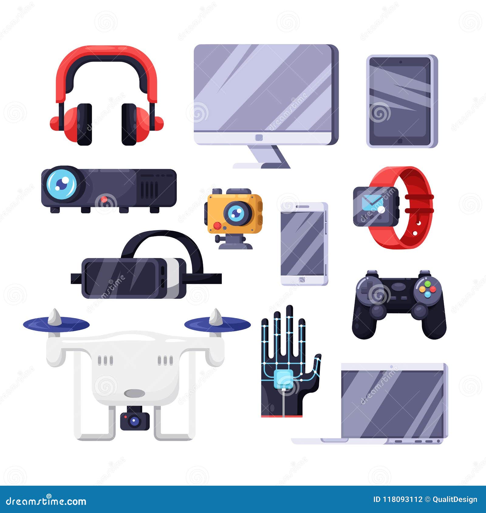 Modern Smart Gadgets, Multimedia, Technology and Electronics Symbols ...