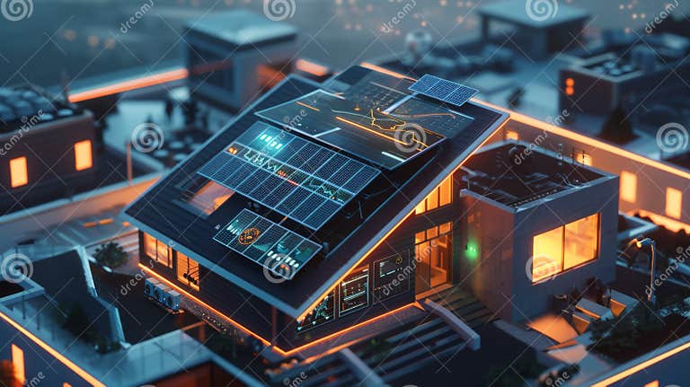Modern Smart Home with Advanced Solar Panel Technology, Generative AI ...