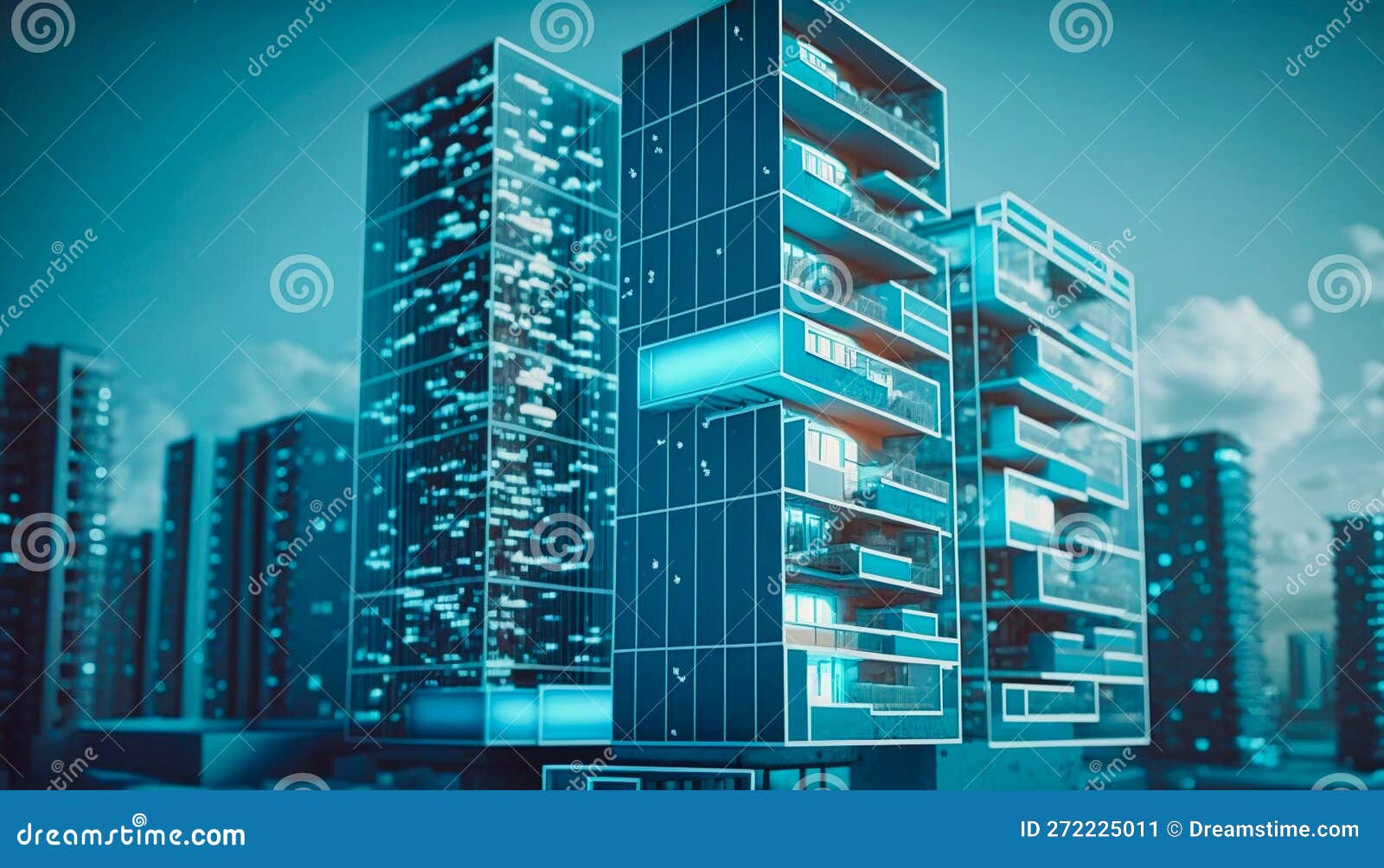 Modern Smart Home Against the Background High-rise, Generative AI Stock ...