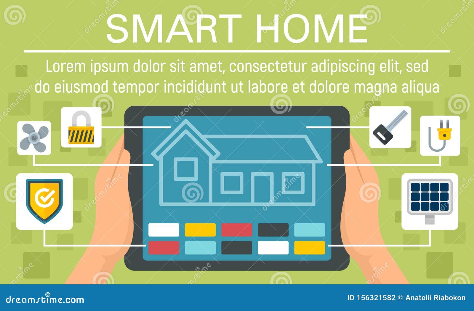 Modern Smart Home Concept Banner, Flat Style Stock Vector ...