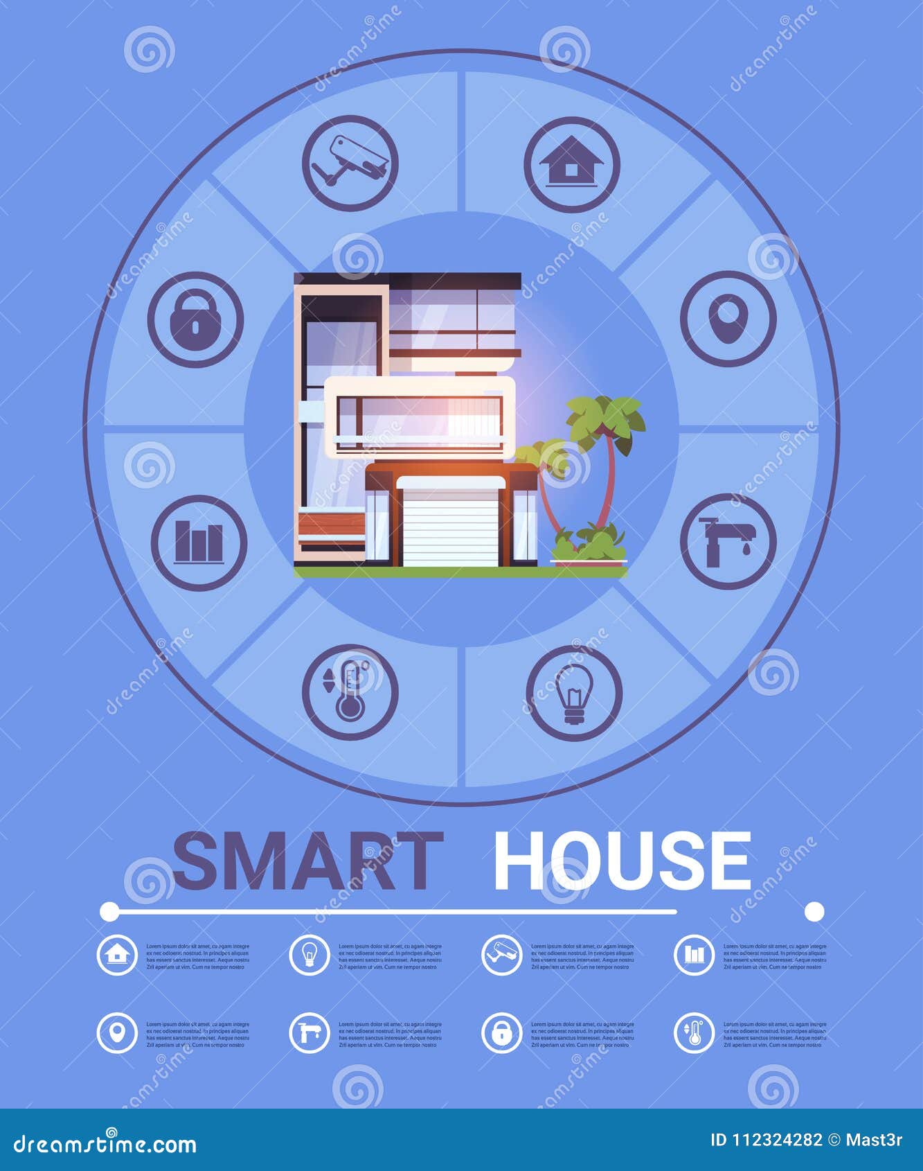 Modern Smart Home Control Technology Infographic Elements Banner Icons ...