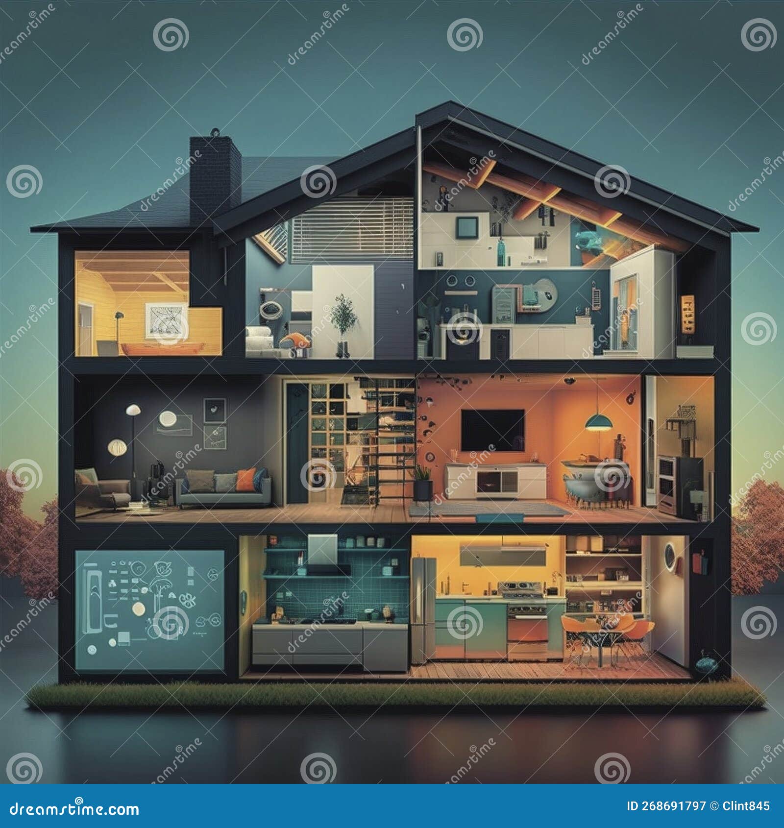 A Modern Smart Home, Filled with Advanced-edge Devices, Sensors, and ...