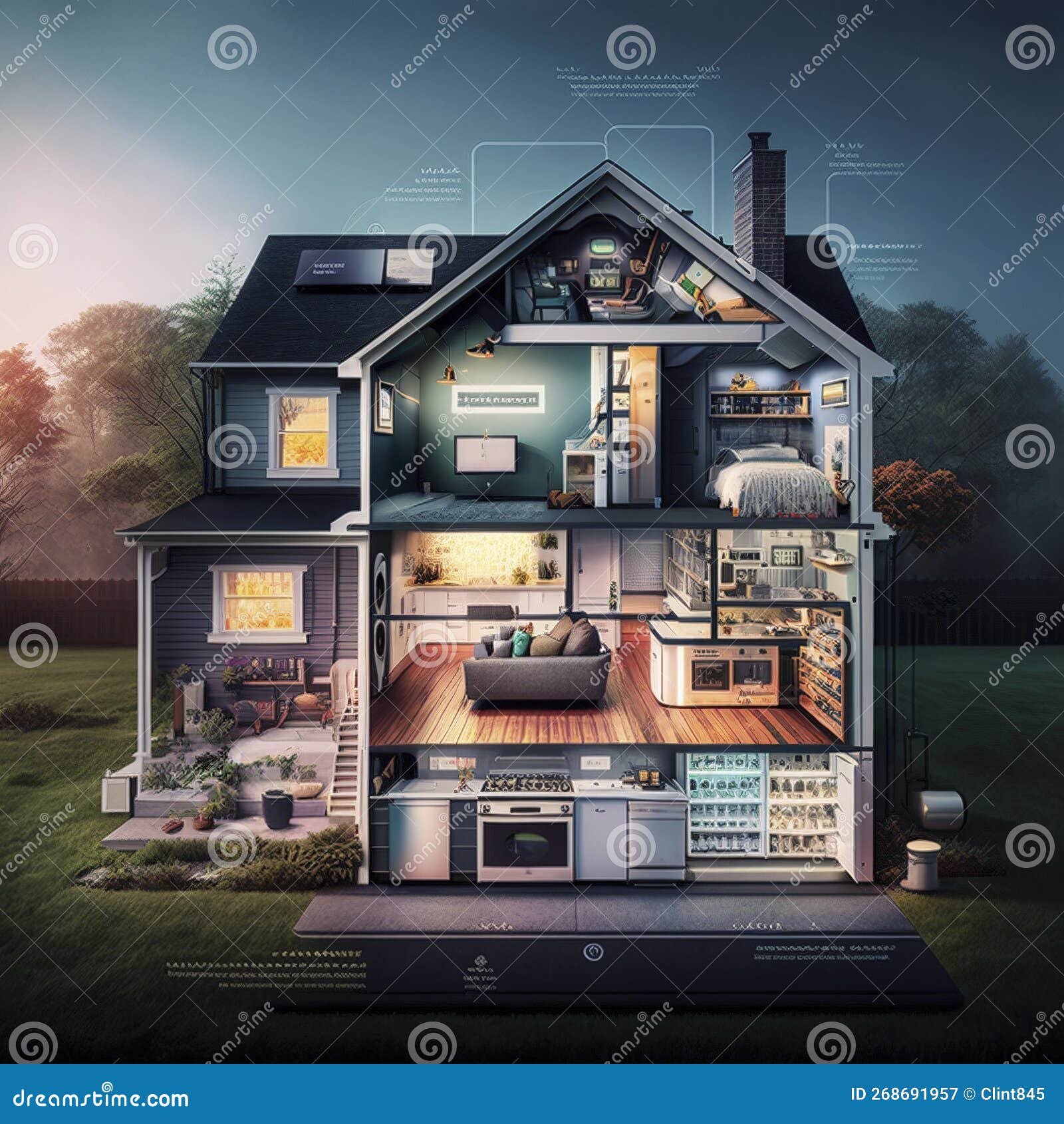 A Modern Smart Home, Filled with Advanced-edge Devices, Sensors, and ...