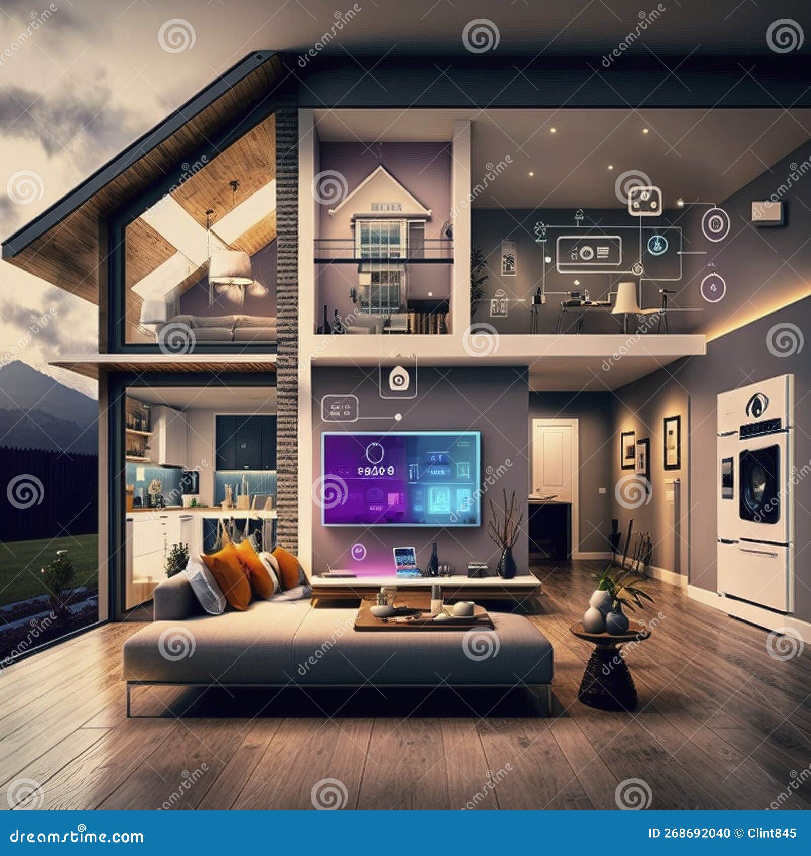 A Modern Smart Home, Filled with Advanced-edge Devices, Sensors, and ...