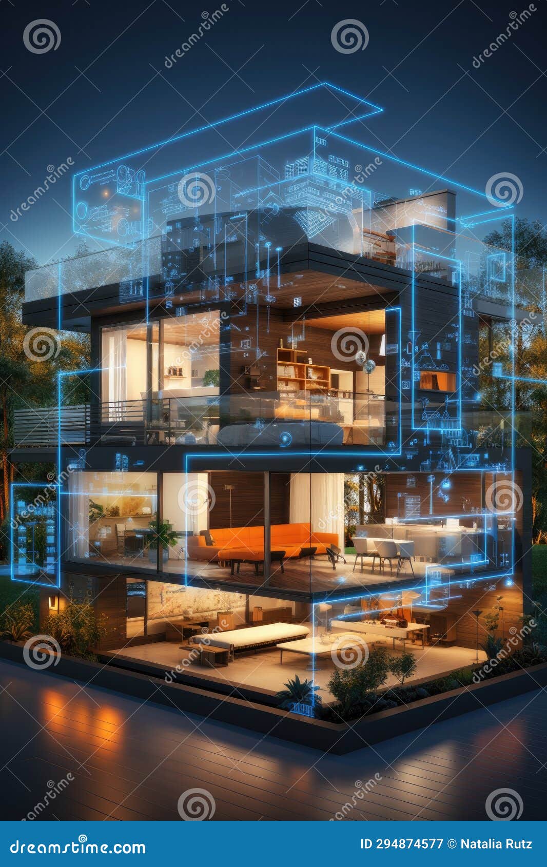 Modern Smart Home Management System Stock Illustration - Illustration ...