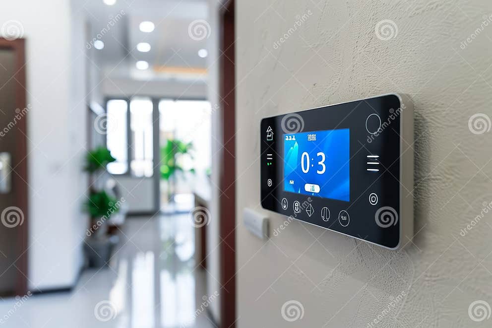 Modern Smart Home Panel on a Wall Displaying Digital Controls Stock ...