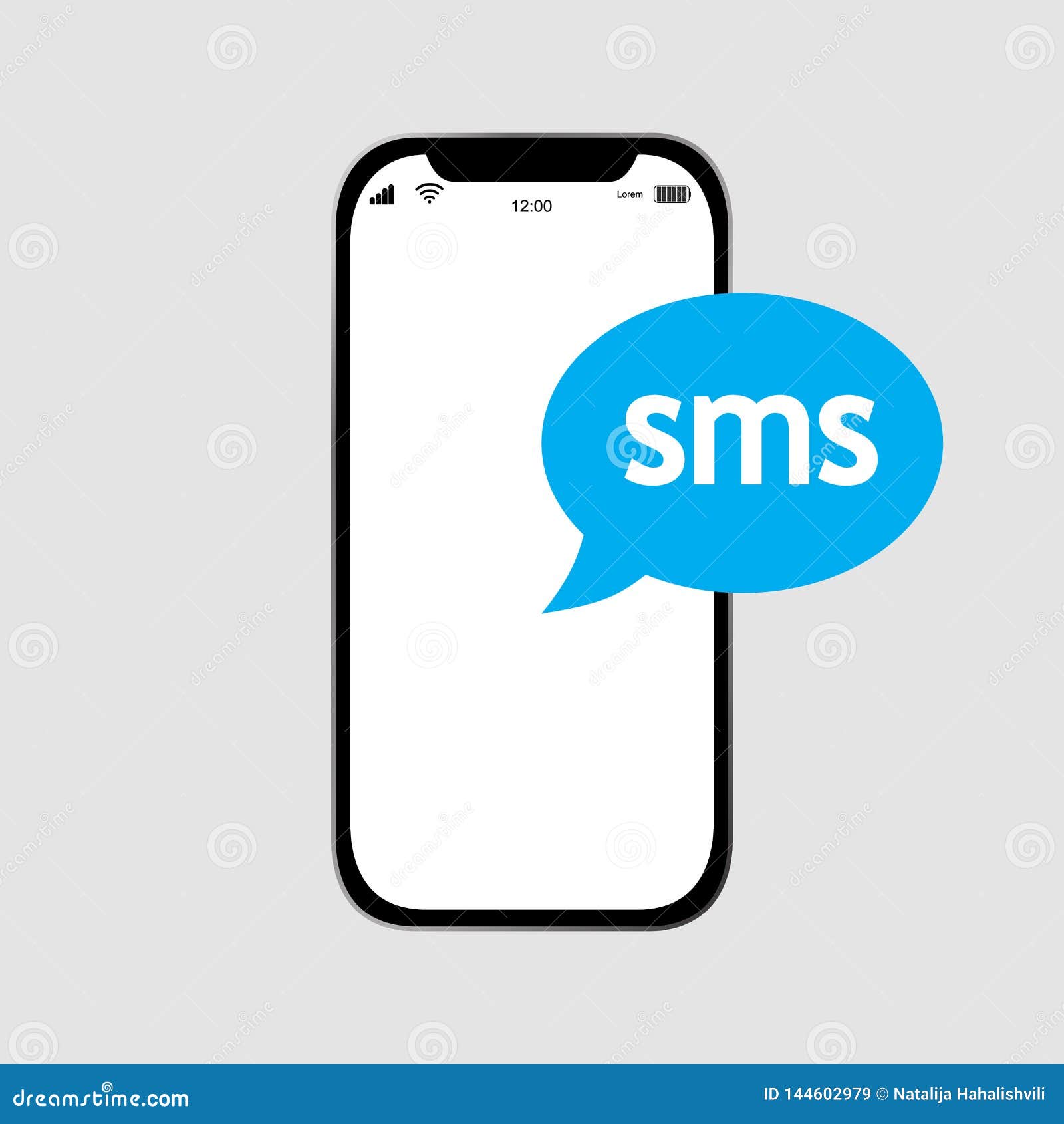 Modern Smart Iphone Isolation with SMS Icon. Stock Vector ...