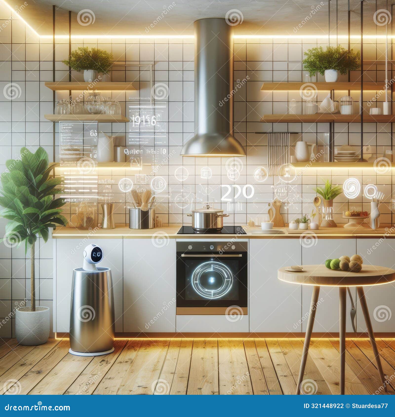 Smart Kitchen with Advanced Robotic Assistant Stock Photo - Image of ...