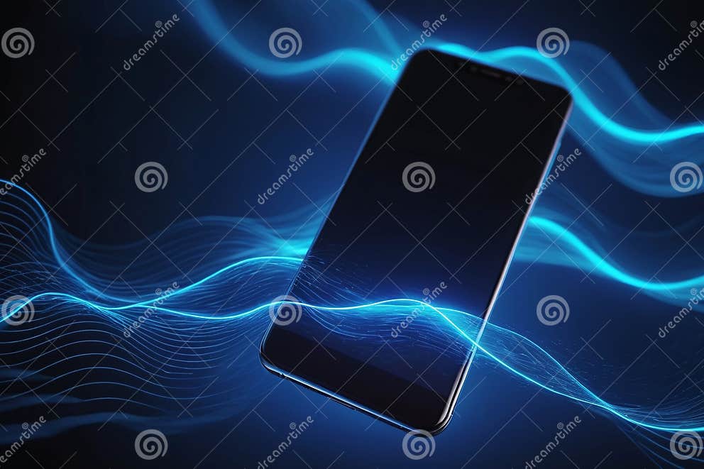 Modern Smart Mobile Phone with Waves Stock Illustration - Illustration ...