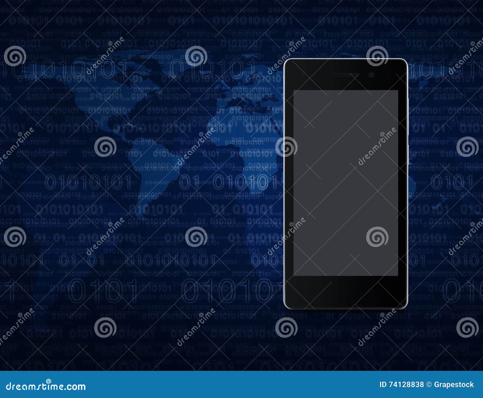 Modern Smart Phone with Blank Grey Screen Over Map and Computer Stock ...