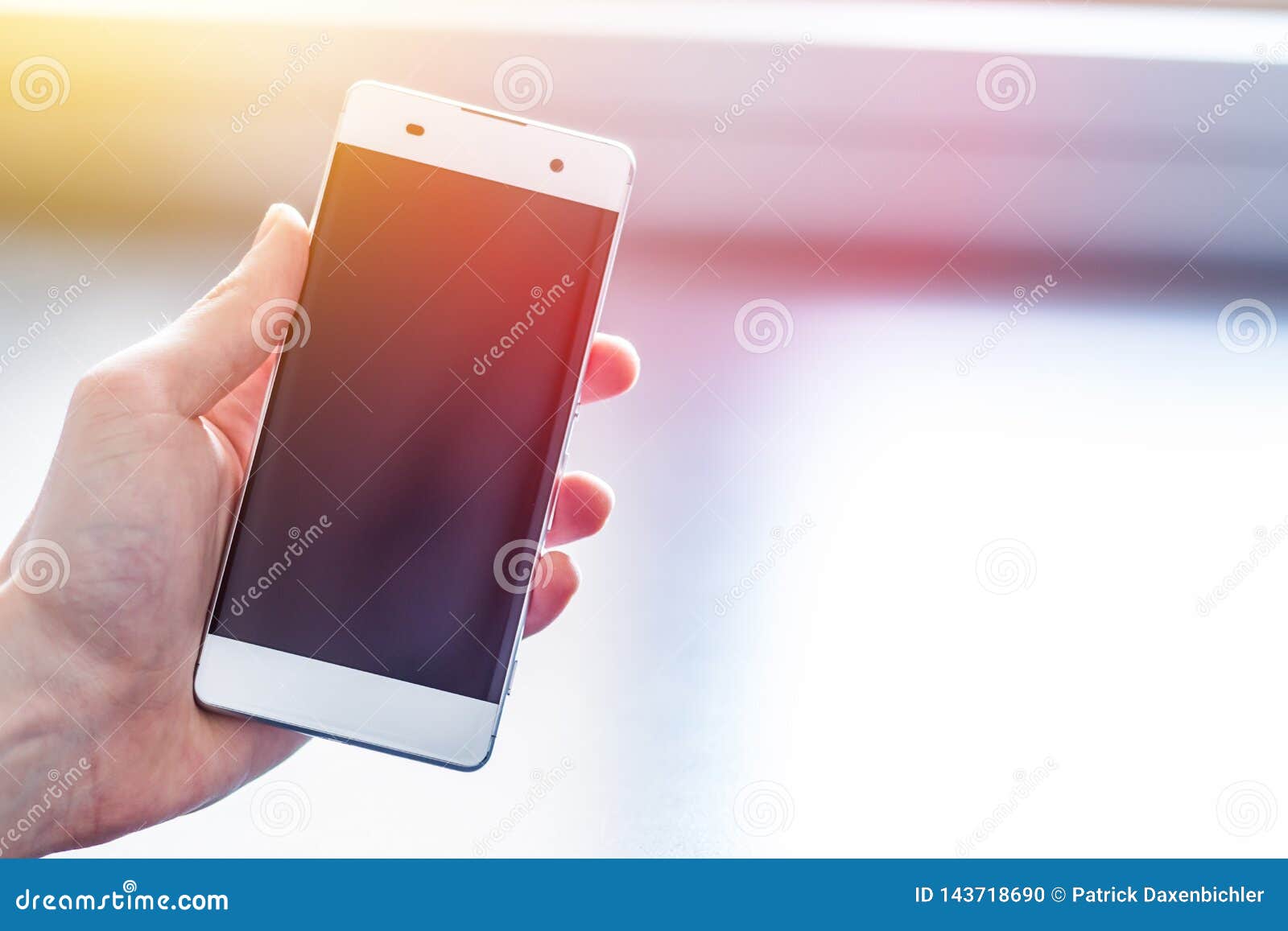 Modern Smart Phone in the Hand Stock Photo - Image of screen, glare ...