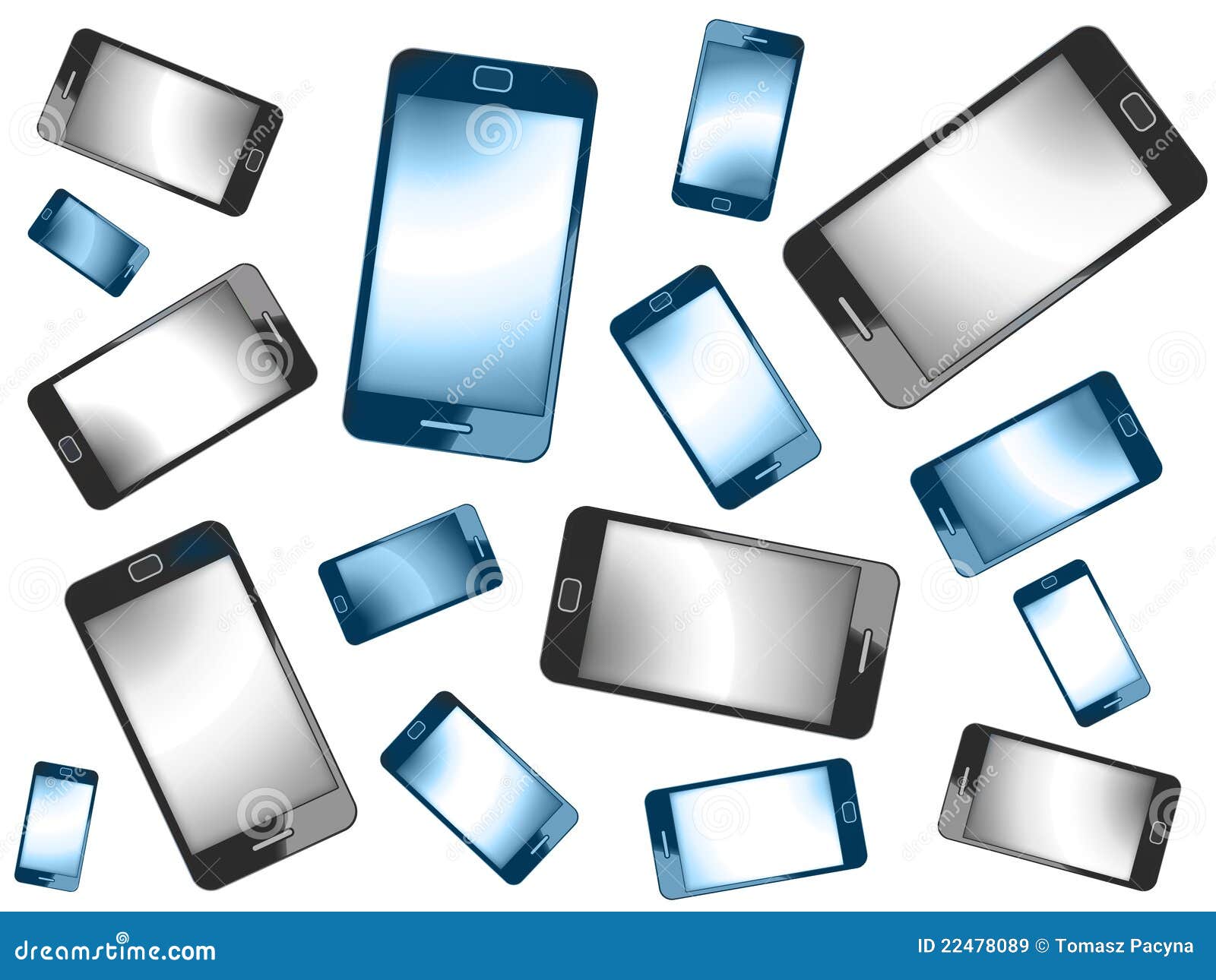 Modern Smart Phones Isolated on White Background Stock Illustration ...
