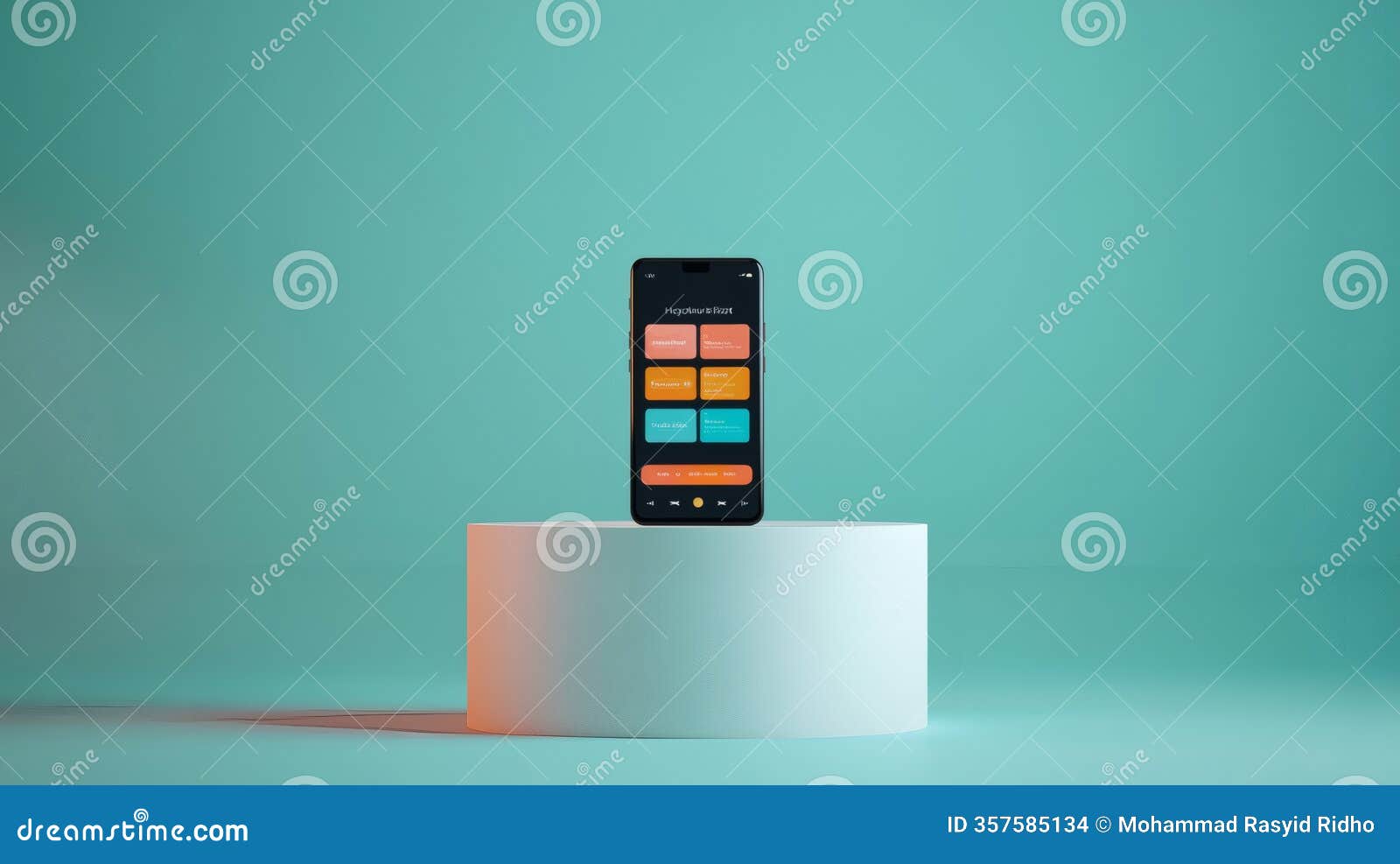 Modern Smartphone App Ui Design on Teal Background Stock Illustration ...