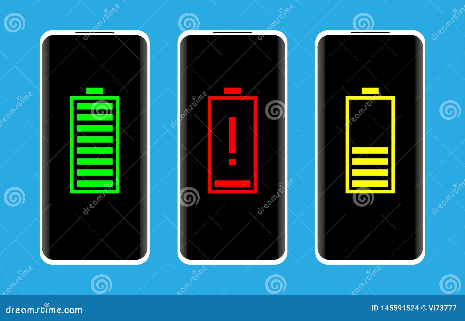 Modern Smartphone Battery Charging Levels. Vector Illustration. Stock ...