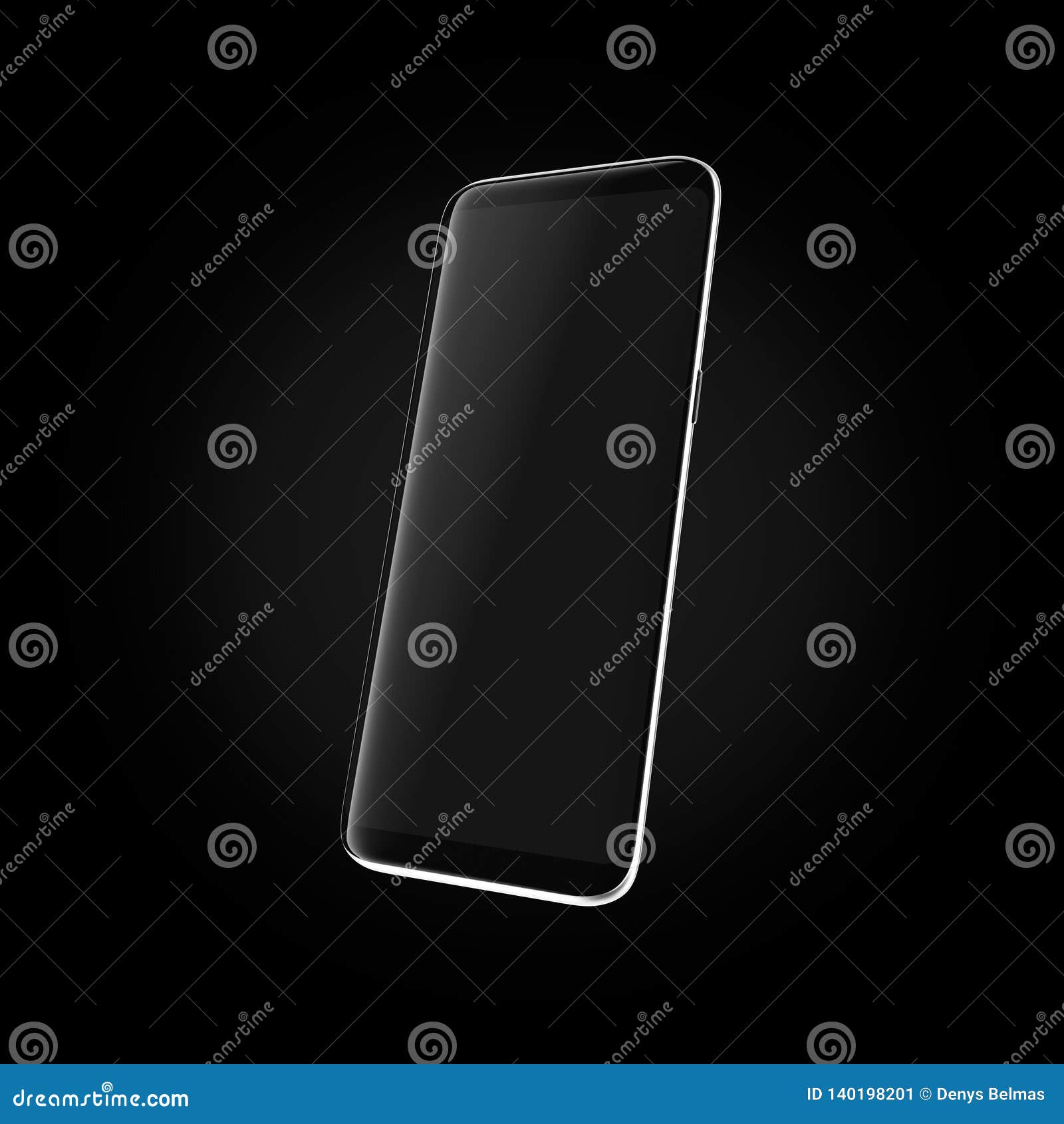 Modern Smartphone with Black Blank Screen Isolated on Black Stock ...