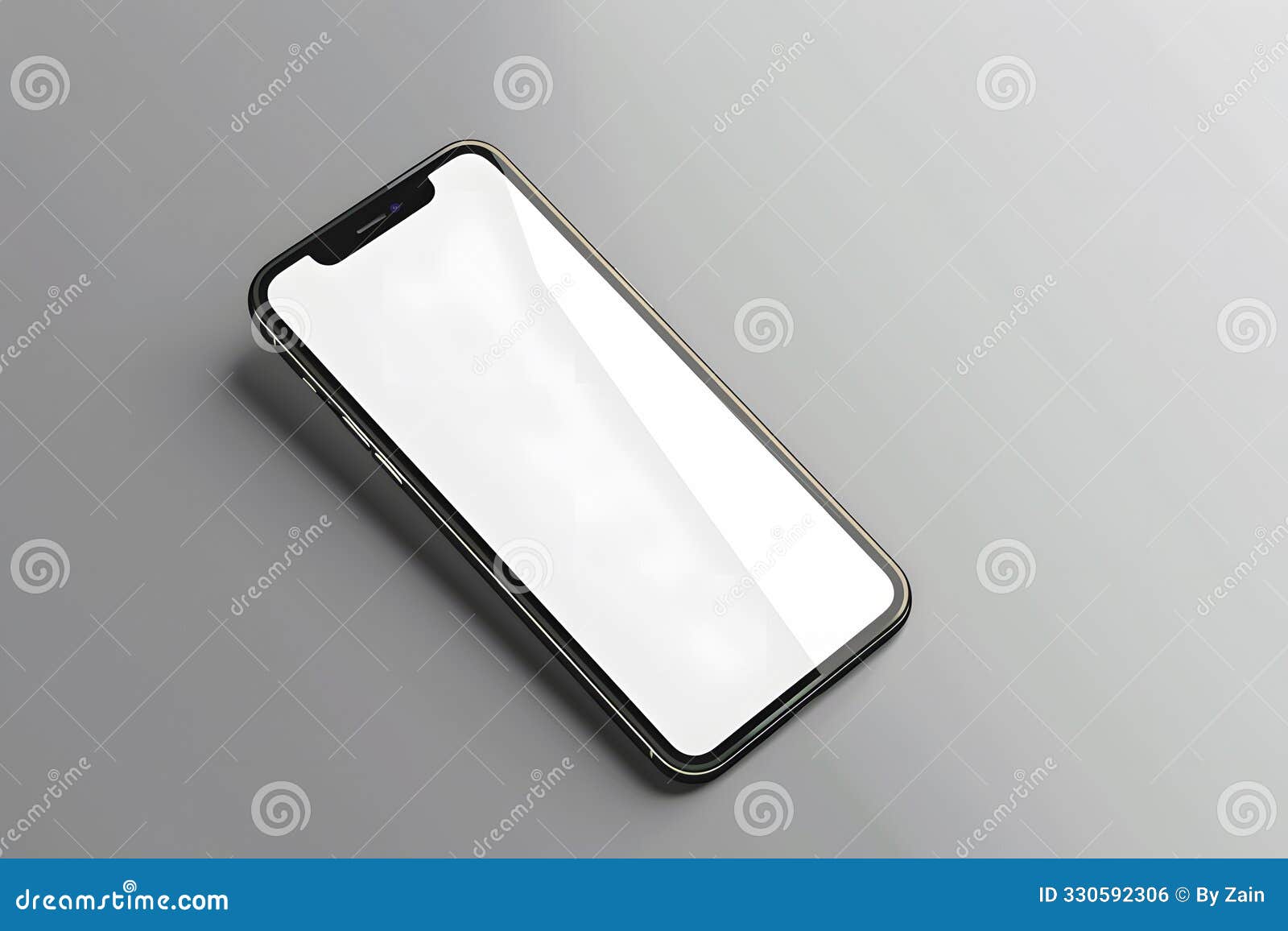 Modern Smartphone with Blank Screen on Gray Surface Isometric View ...