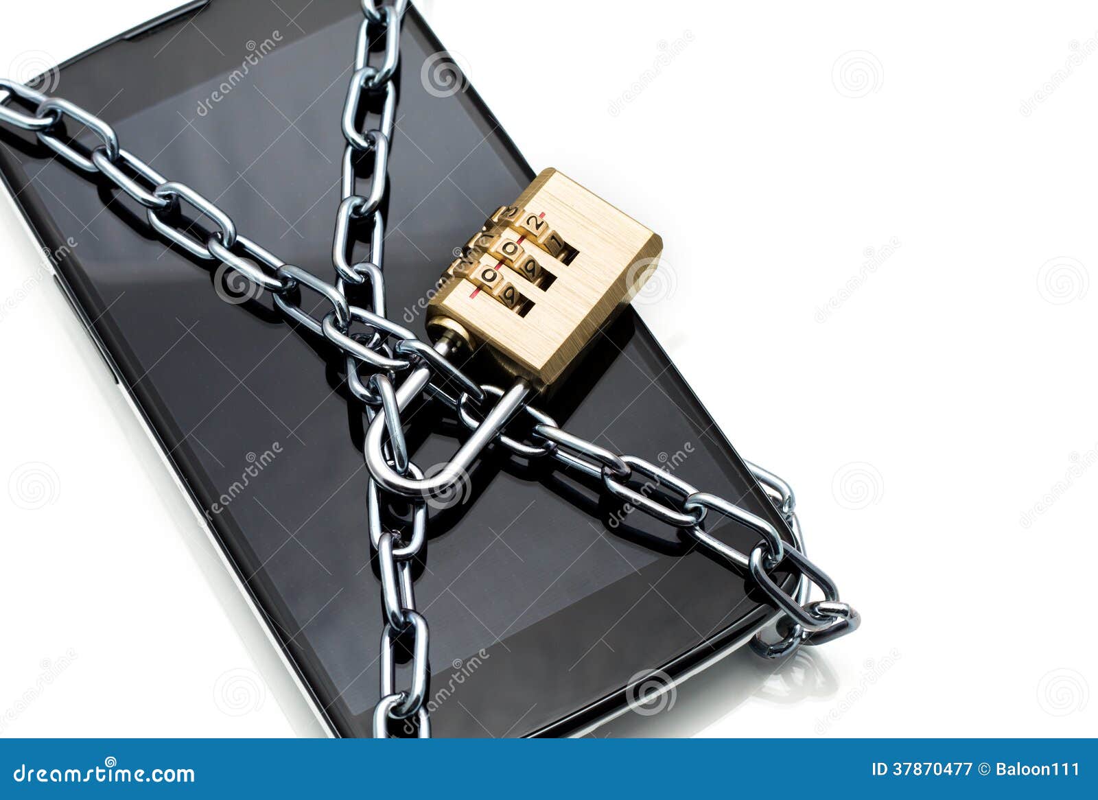 Modern Smartphone with Combination Lock Padlock. Concept of Mobi Stock ...