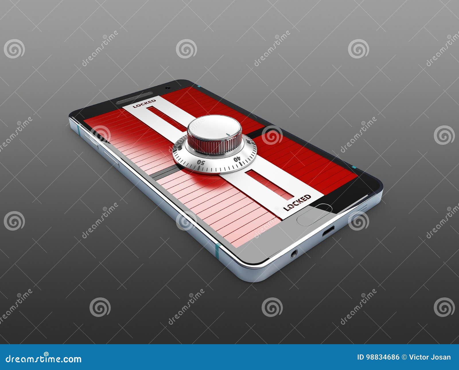 Modern Smartphone with Combination Lock Padlock. 3d Illustration. Stock ...