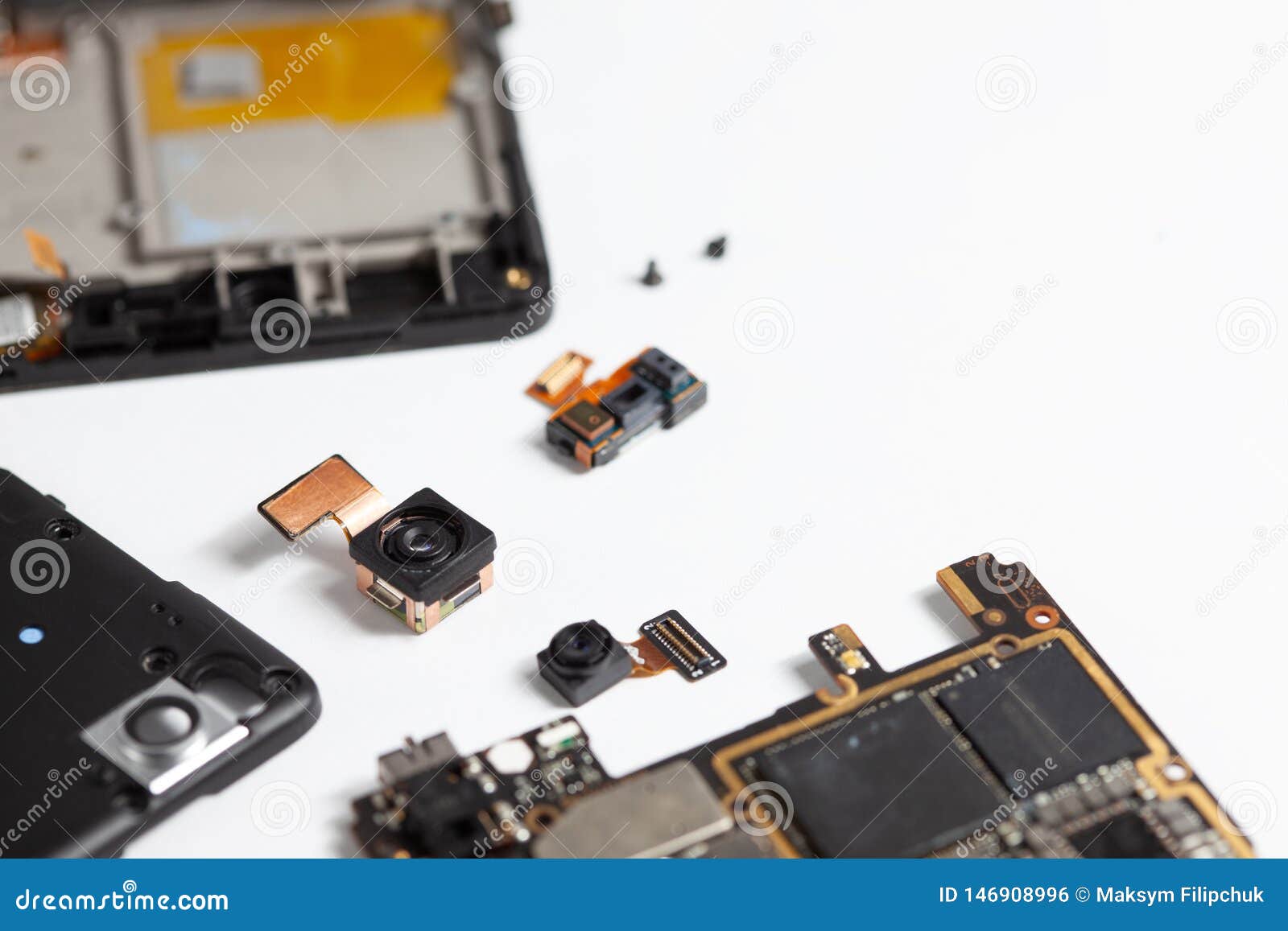 Modern Smartphone Components Background Stock Photo - Image of space ...