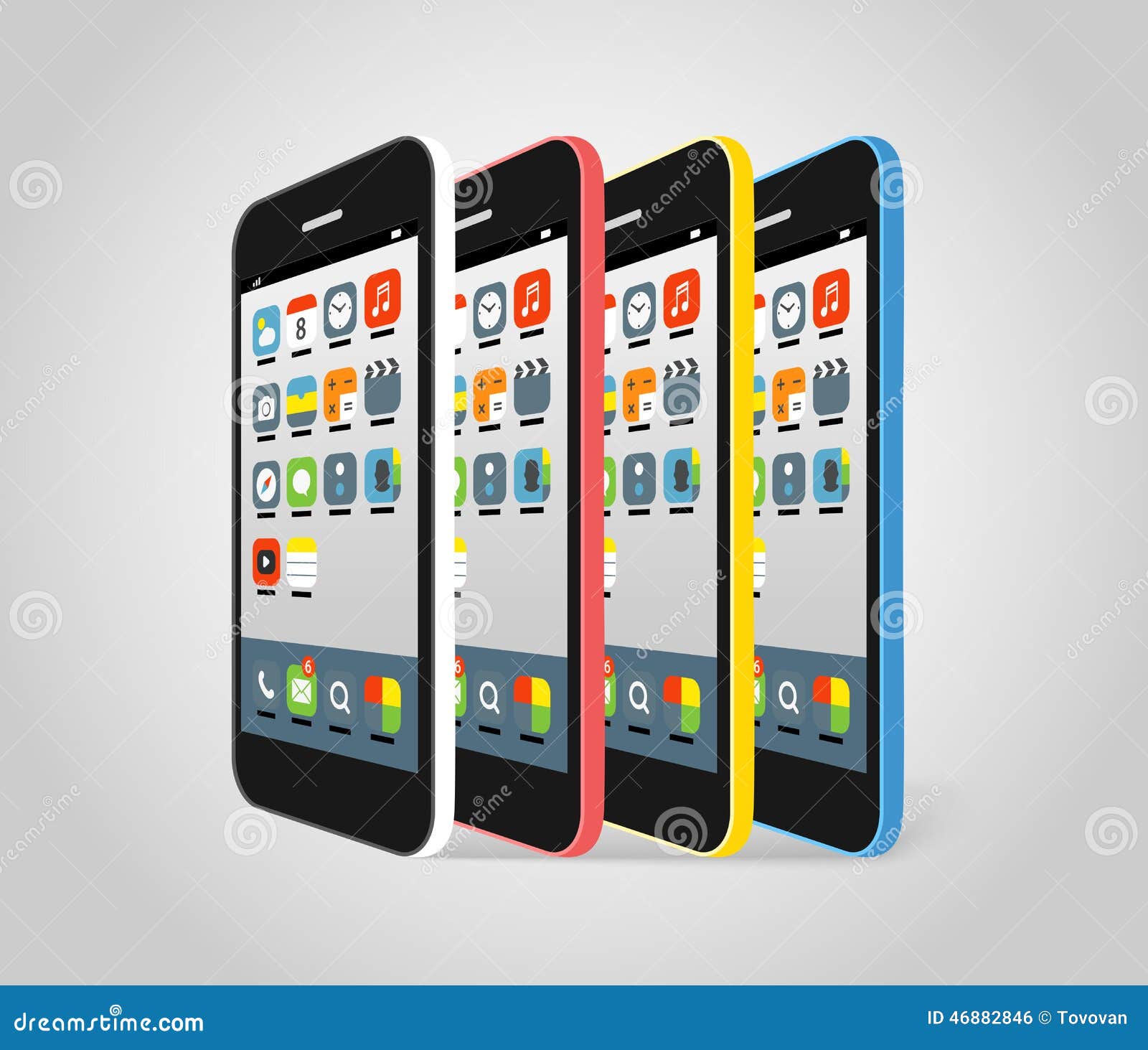 Modern Smartphone Different Colors Stock Vector - Illustration of ...