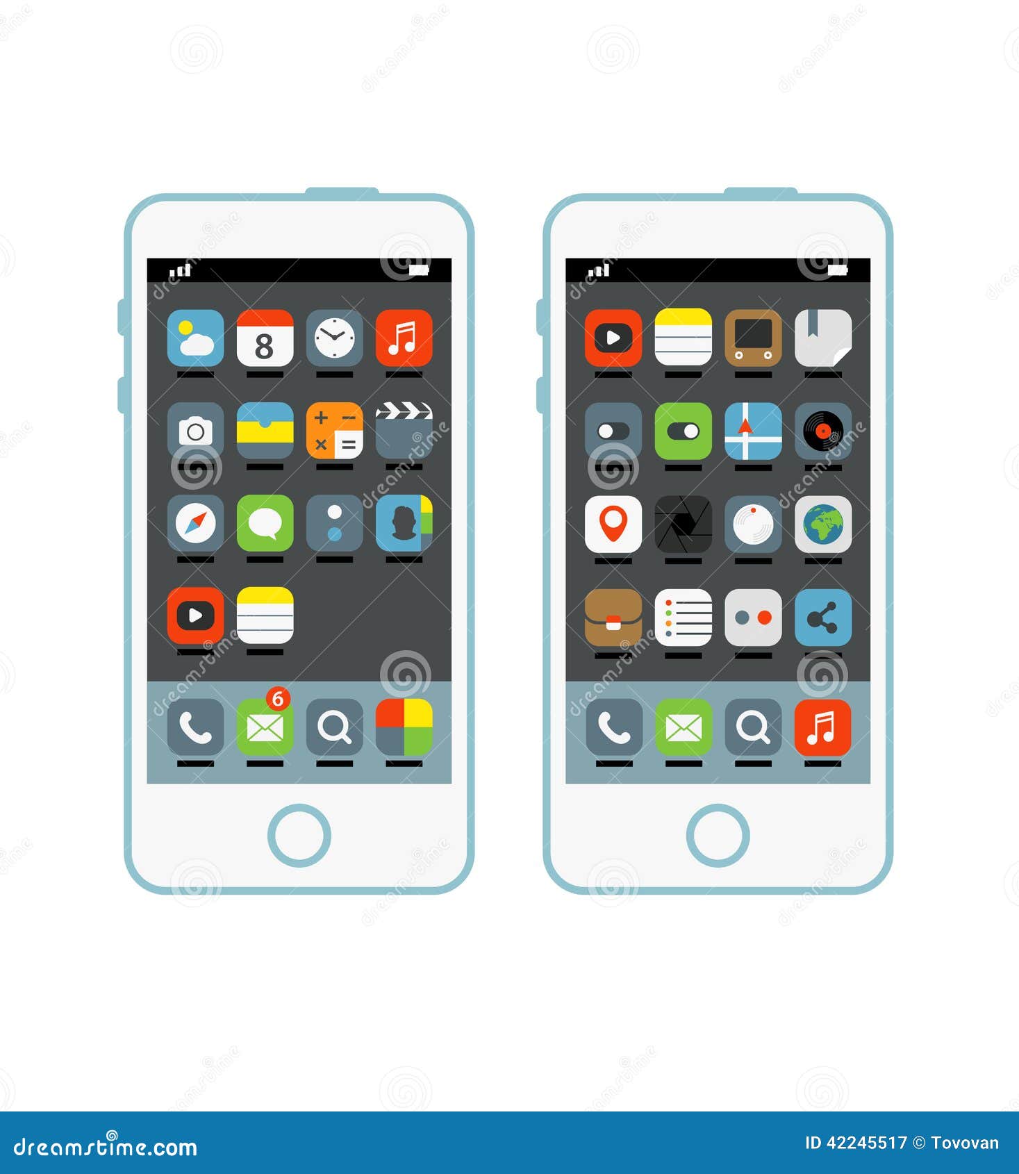 Modern Smartphone with Different Interface Elements Stock Vector ...