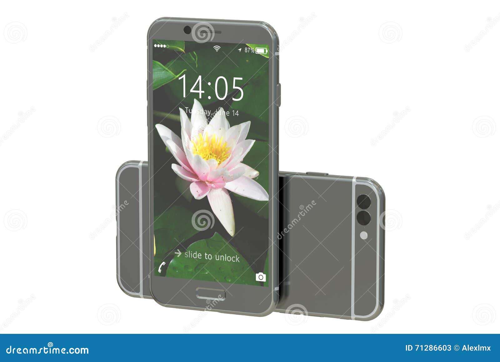 Modern Smartphone Front and Back View, 3D Rendering Stock Image - Image ...